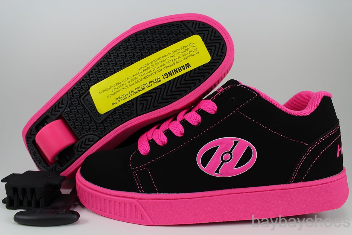 HEELYS STRAIGHT UP BLACK/HOT PINK ROLLER SKATE WHEELS WOMEN GIRLS US ...