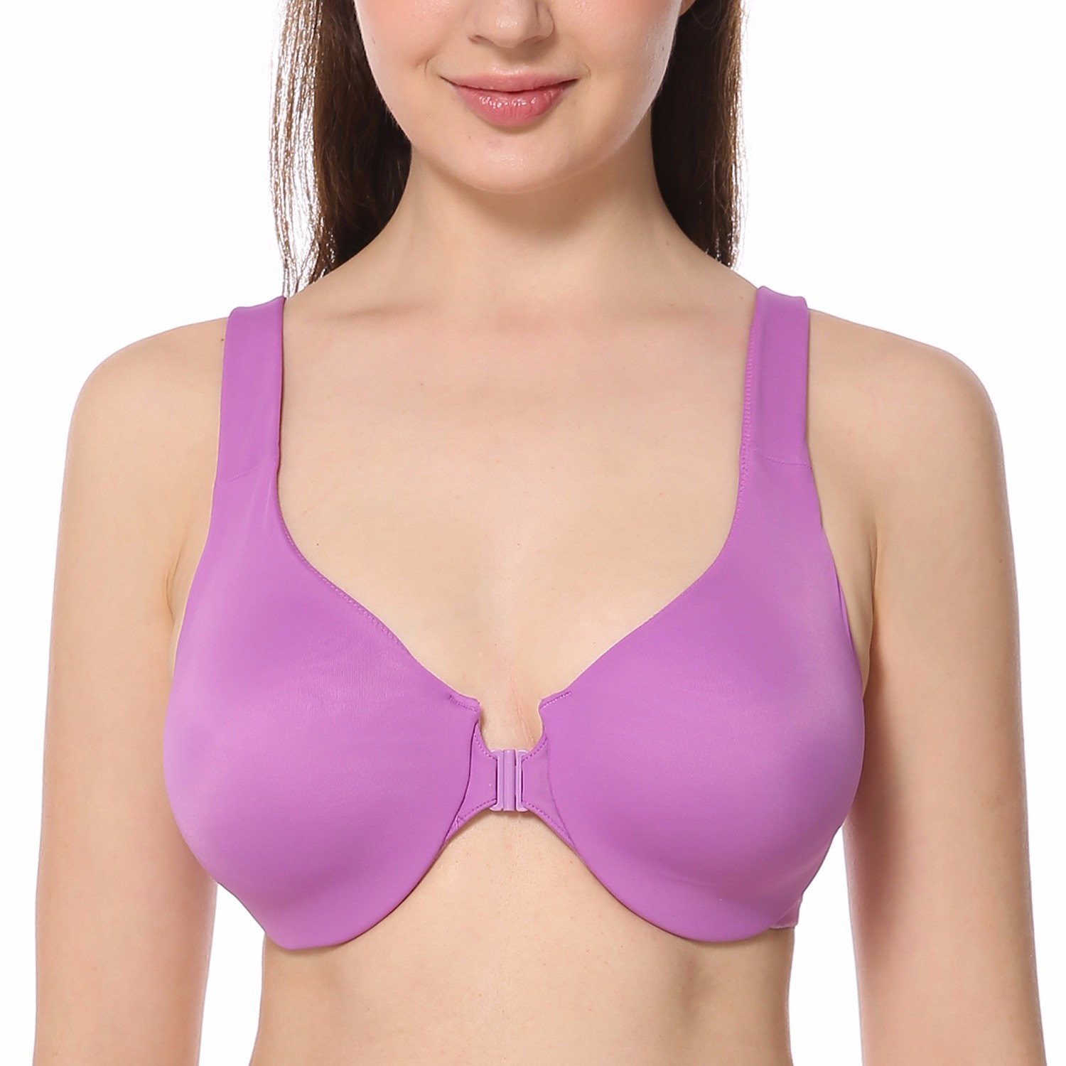 Womens Full Coverage Underwire Non Padded Racerback Front Closure Bra