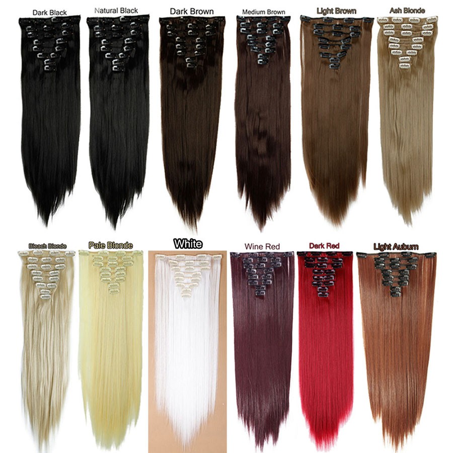 Mega Thick 18Clips Clip in Full Head Hair Extensions Extension As Human ...
