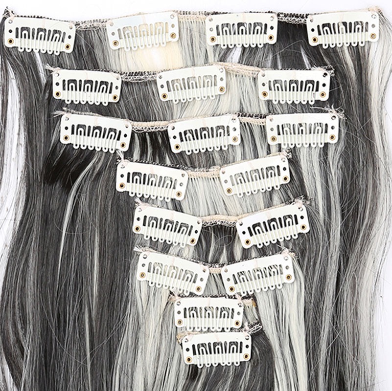 Mega Thick 18Clips Clip in Full Head Hair Extensions Extension As Human ...