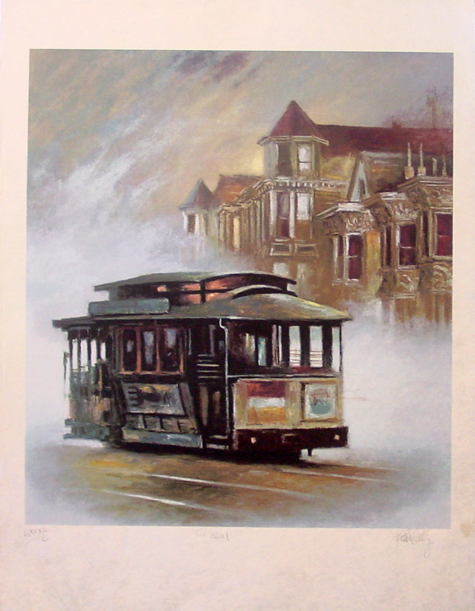 John Kelly "Dawn" Signed Numbered Lithograph Art Print, cable car, San ...