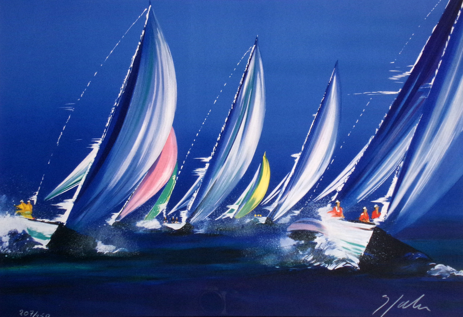 Victor Spahn "Les Regates" Hand Signed Fine Art Lithograph framed ...