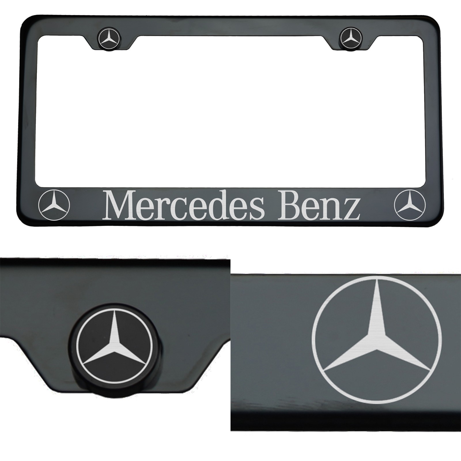 T304 Black Chrome License Plate Frame Stainless Steel Mercedes Benz ...