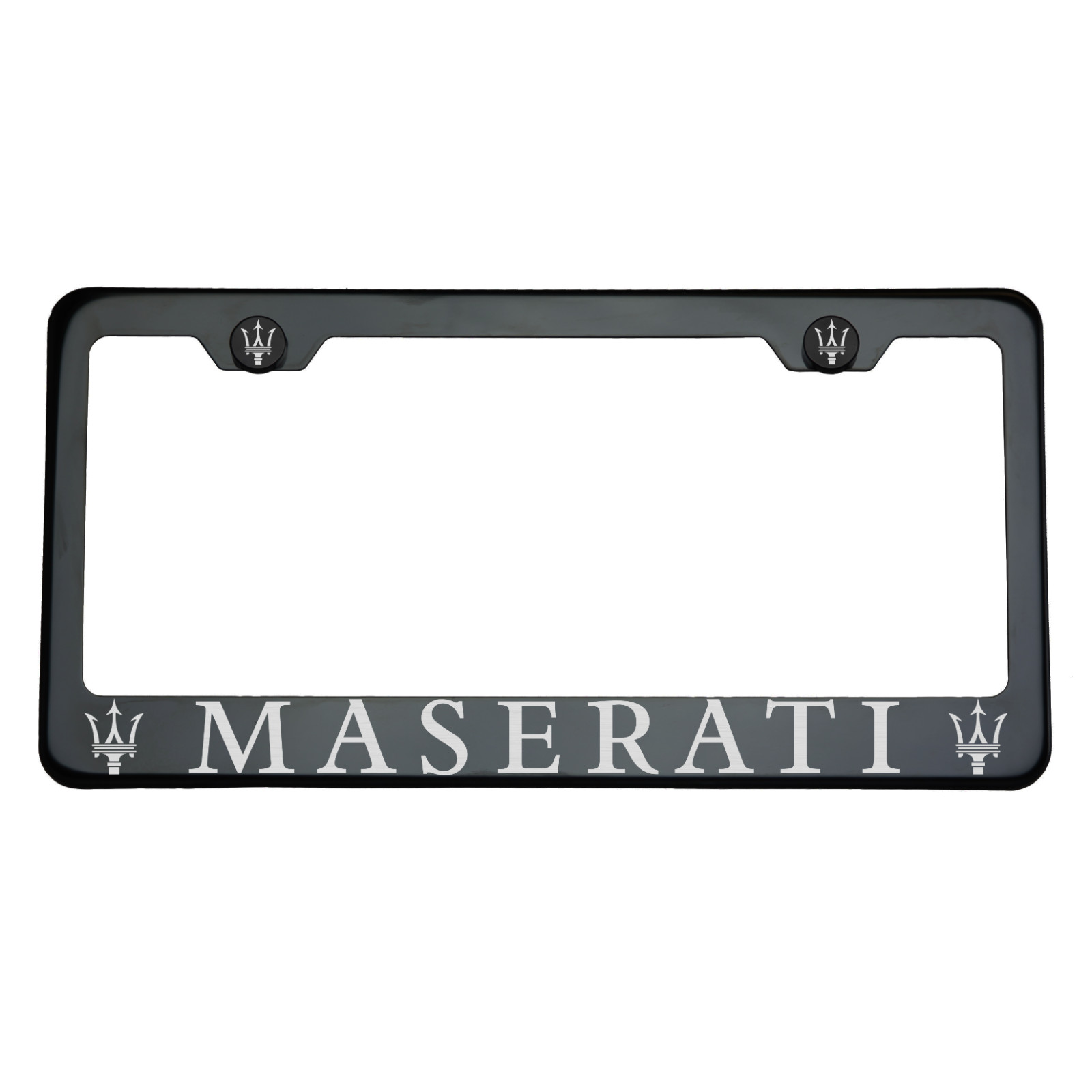 304 Black Chrome License Plate Frame StainlessSteel Silver Maserati ...