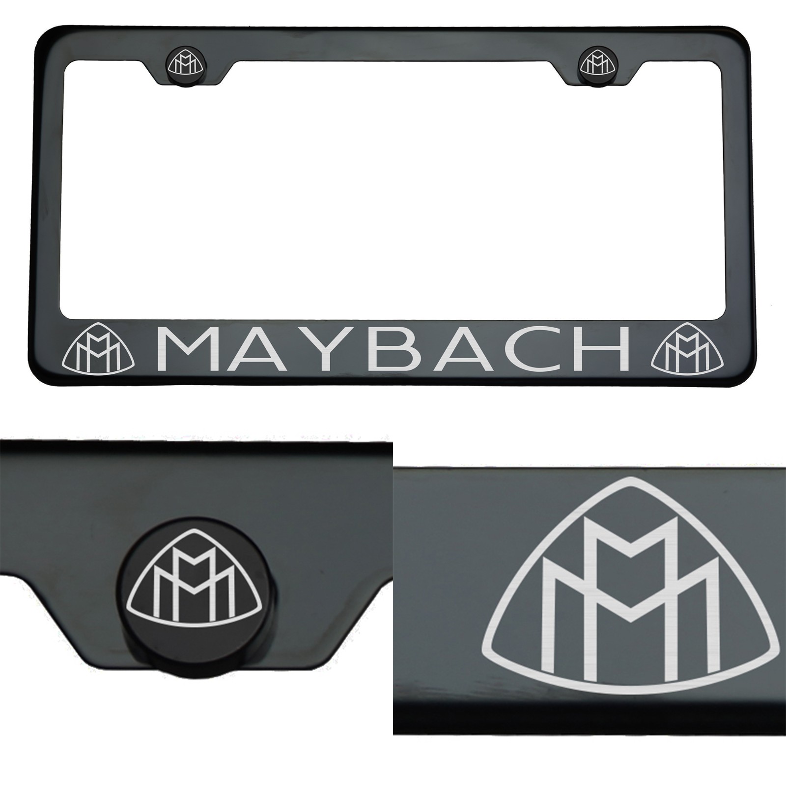 304 Black Chrome License Plate Frame Stainless Steel Silver Maybach ...