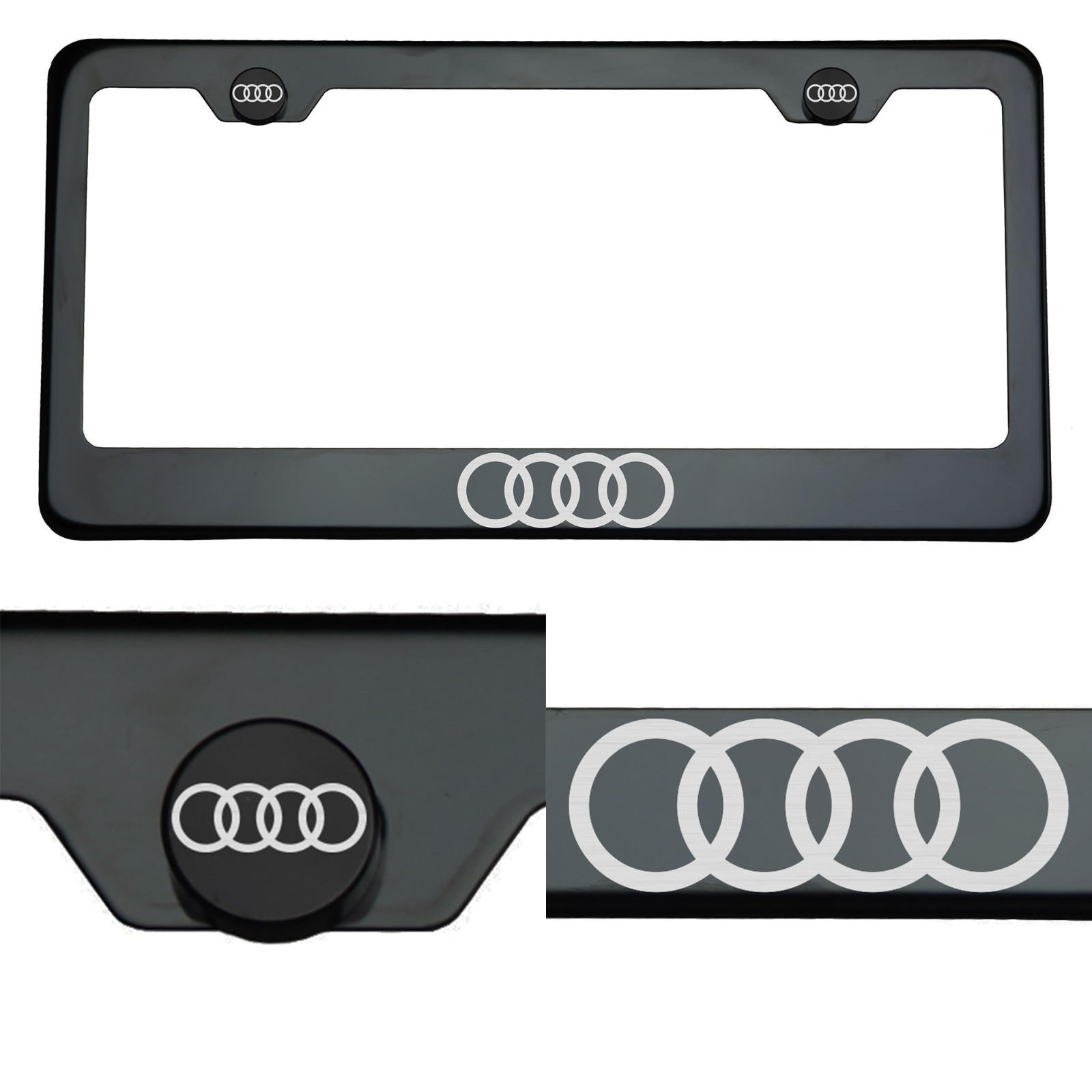 Black Chrome License Plate Frame T304 Stainless Steel Laser Engraved ...