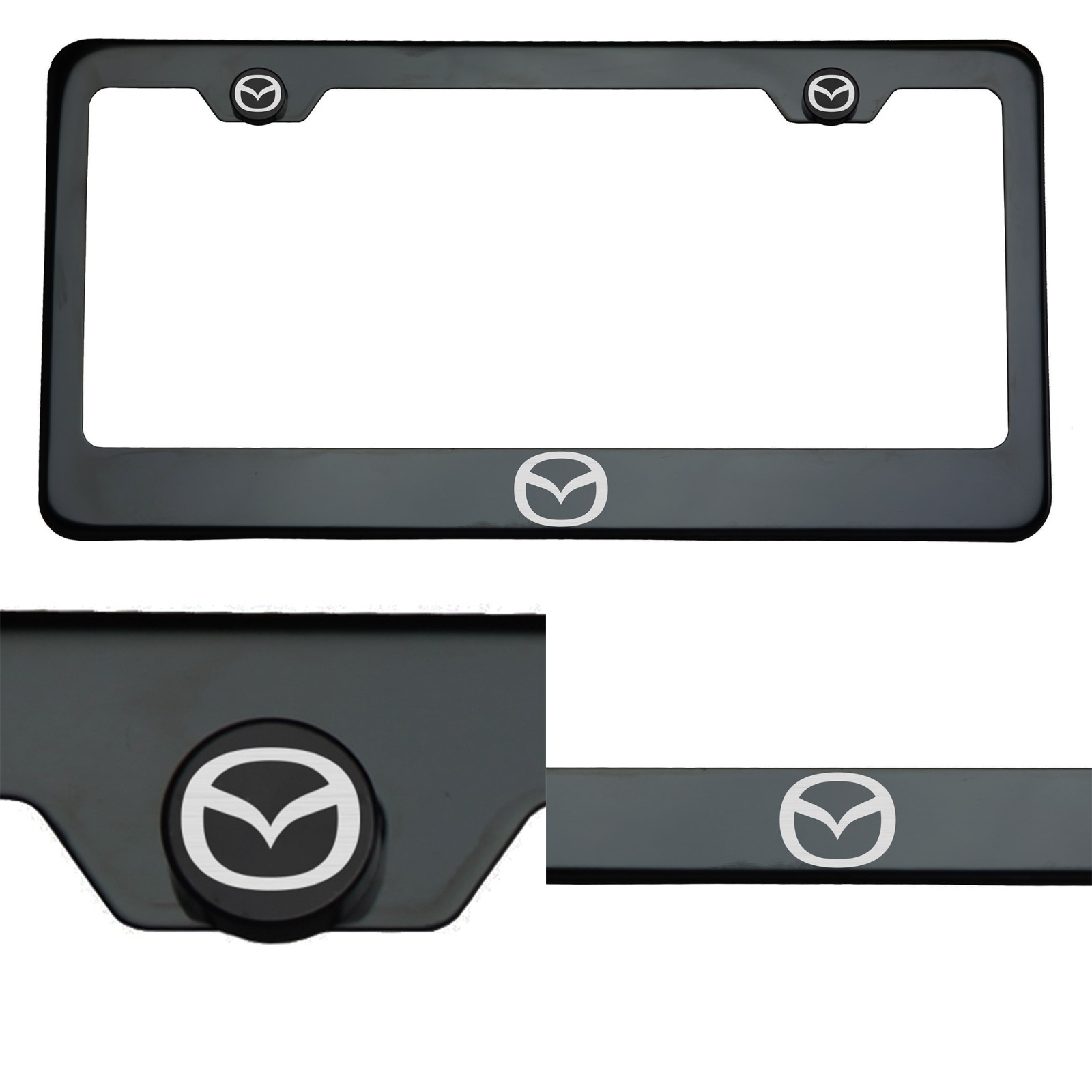 Black Chrome License Plate Frame T304 Stainless Steel Laser Engraved ...
