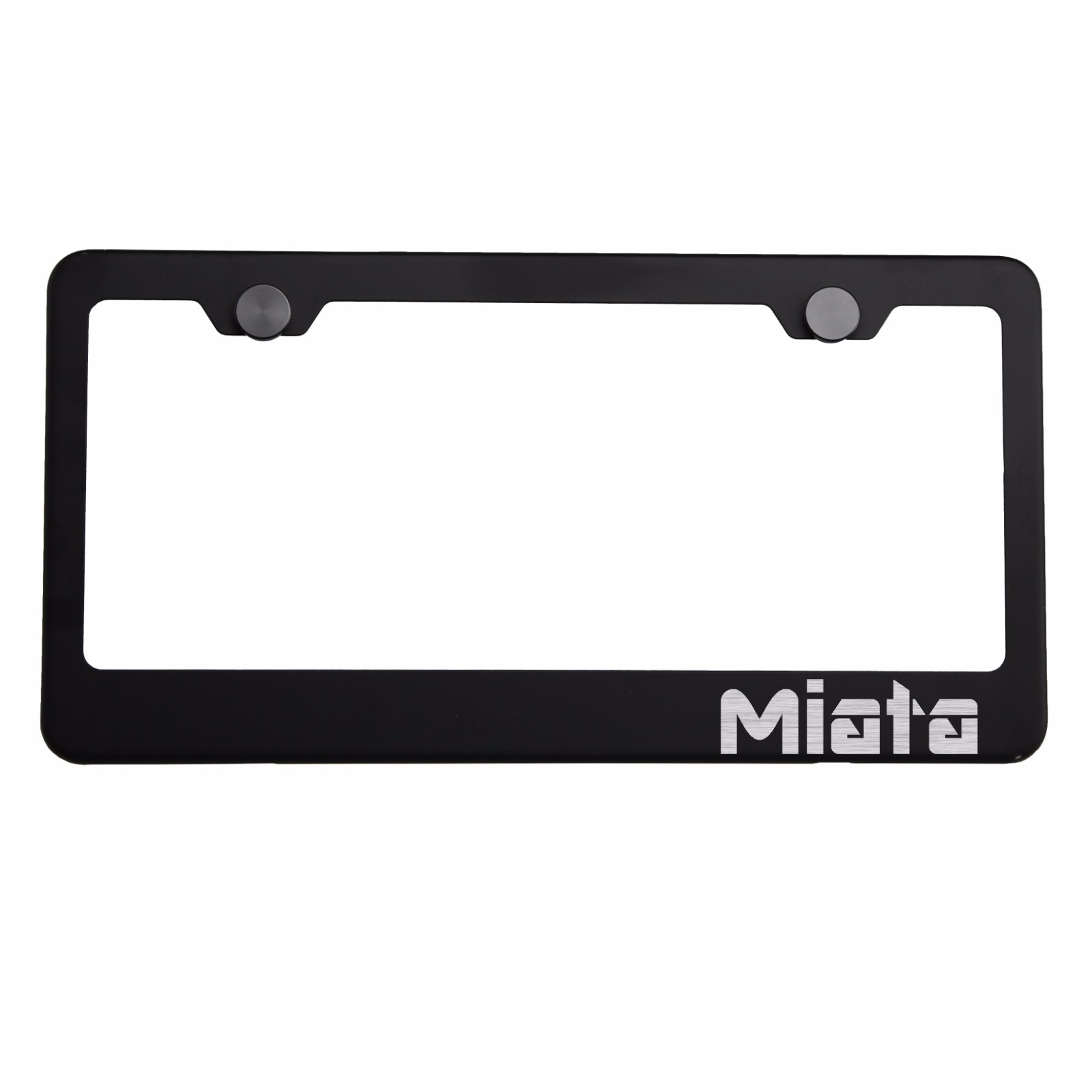 Matte Black License Plate Frame Silver Miata Laser Etched Metal Screw ...