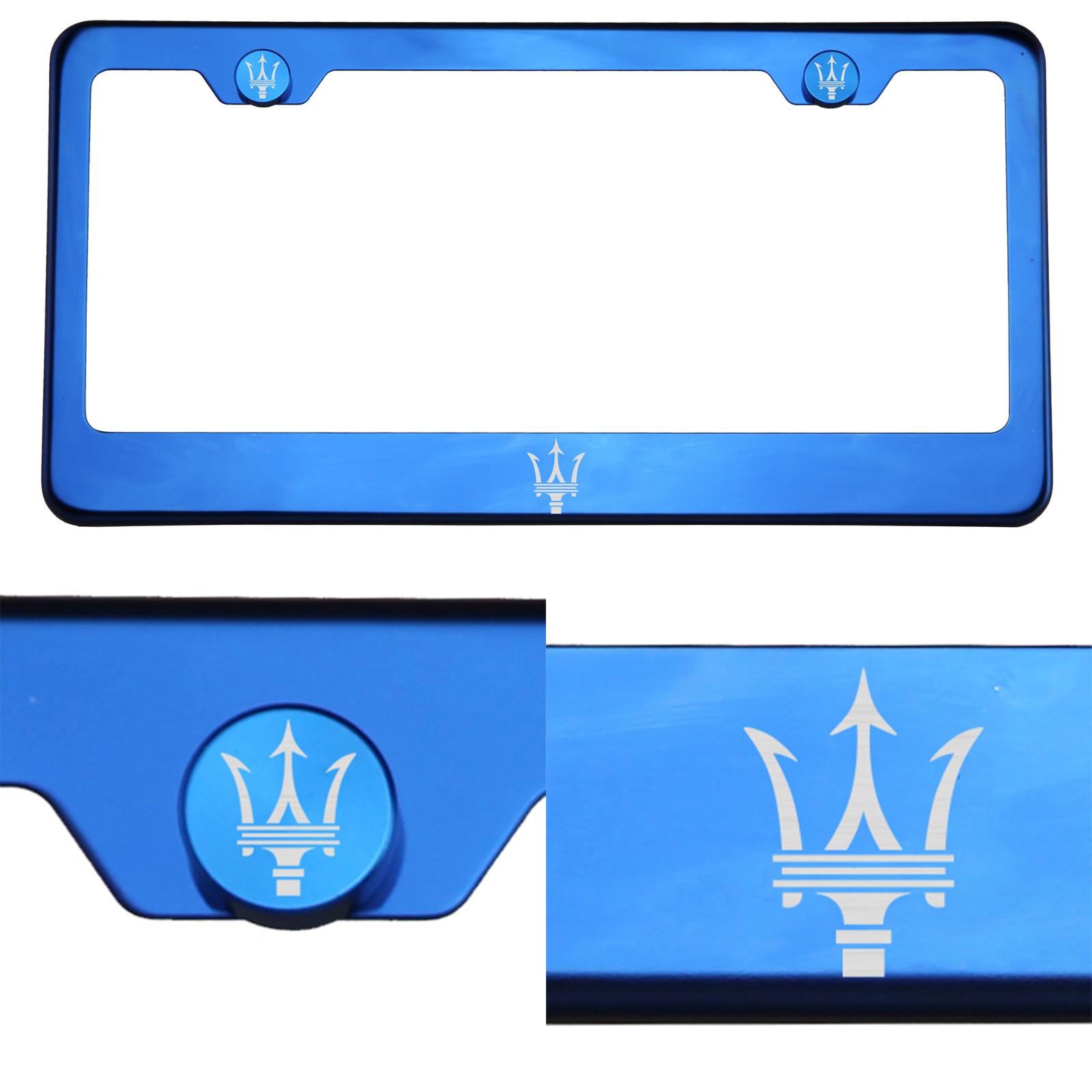 Blue Chrome License Plate Frame T304 Stainless Steel Laser Engrave ...