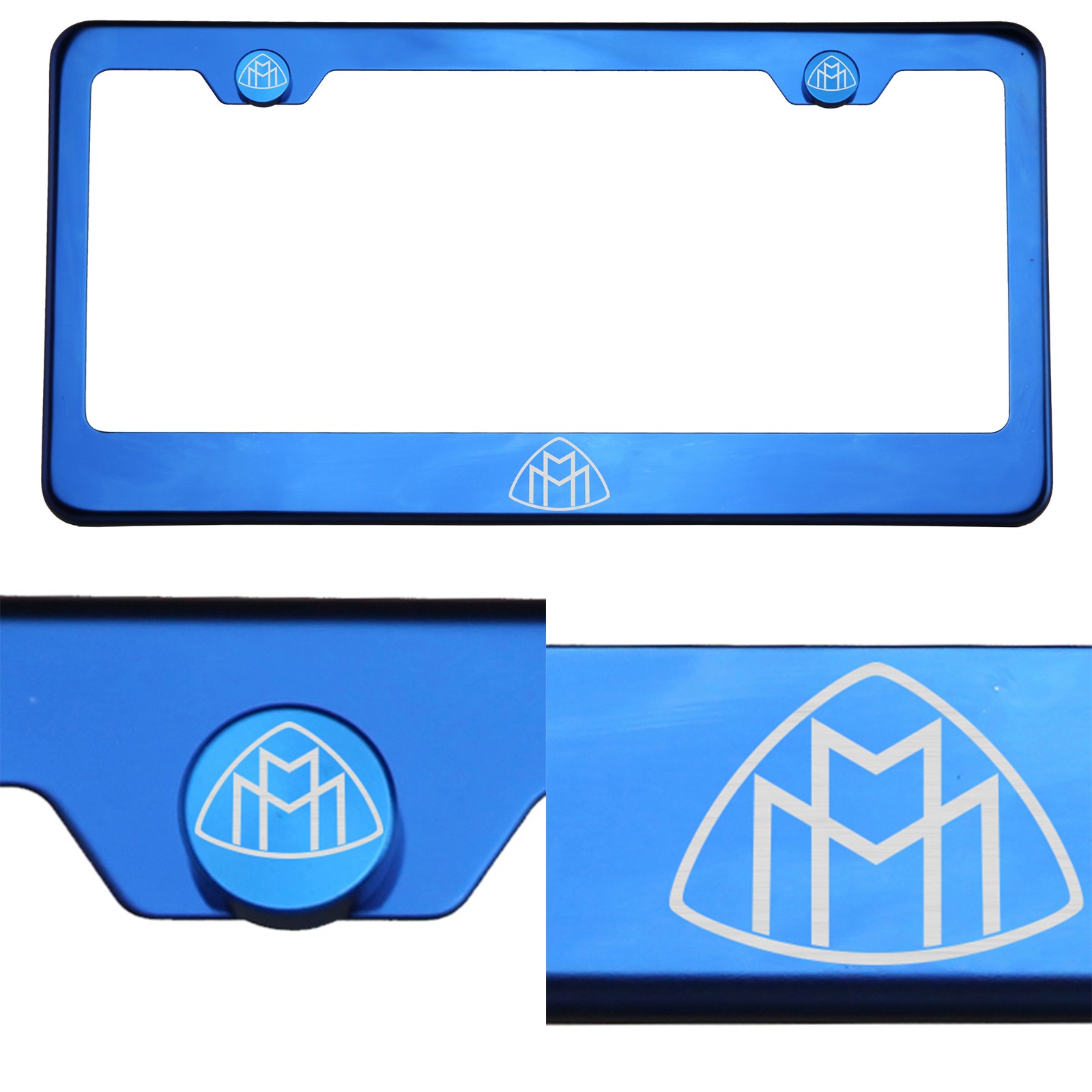 Blue Chrome License Plate Frame T304 Stainless Steel Laser Engraved ...