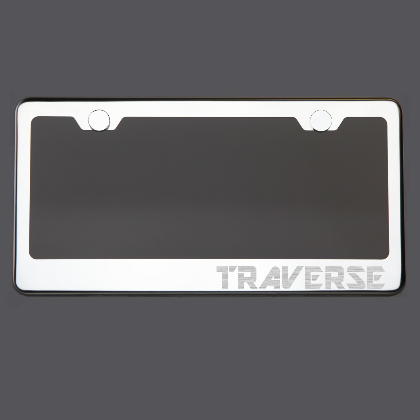 Mirror Chrome License Plate Frame TRAVERSE Laser Engraved Metal Screw ...