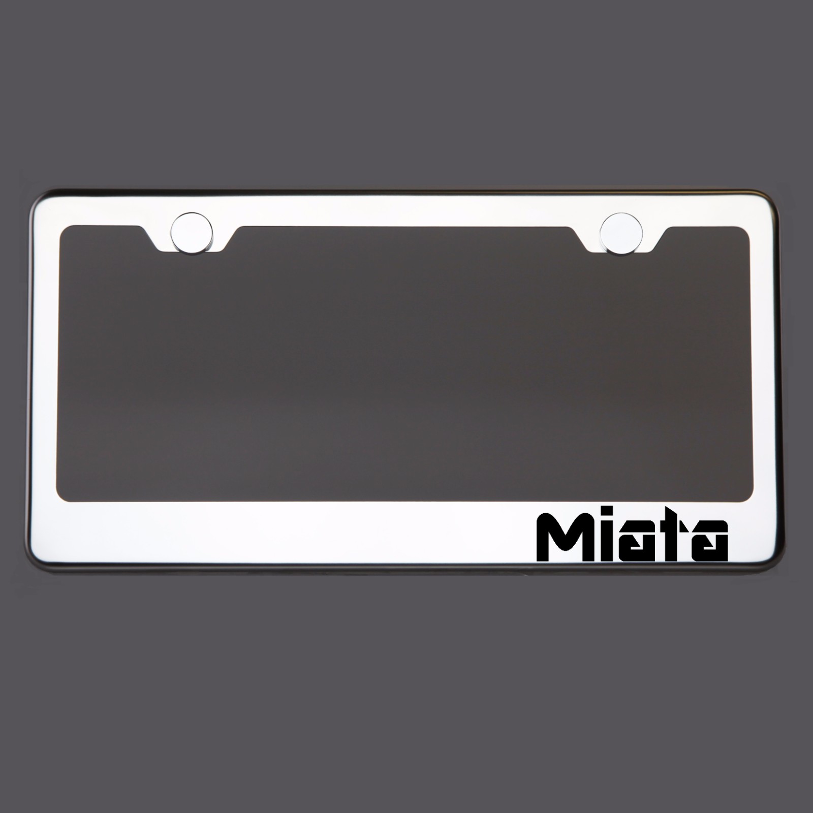 Polish Mirror License Plate Frame Miata Laser Etched Metal Screw Cap | eBay