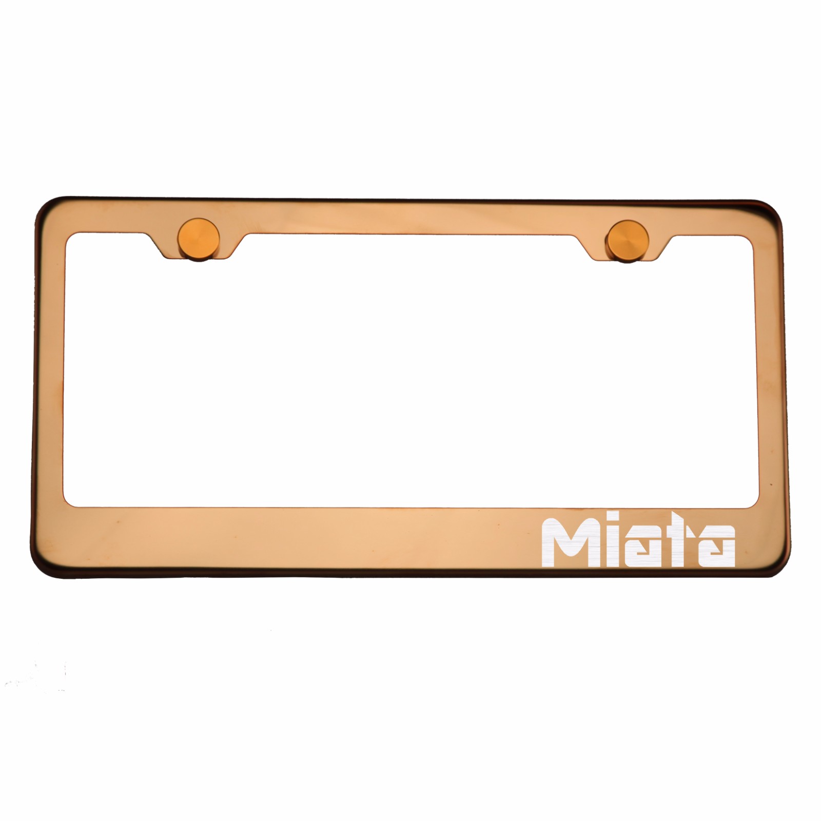 Rose Gold Chrome License Plate Frame Miata Laser Etched Metal Screw Cap ...