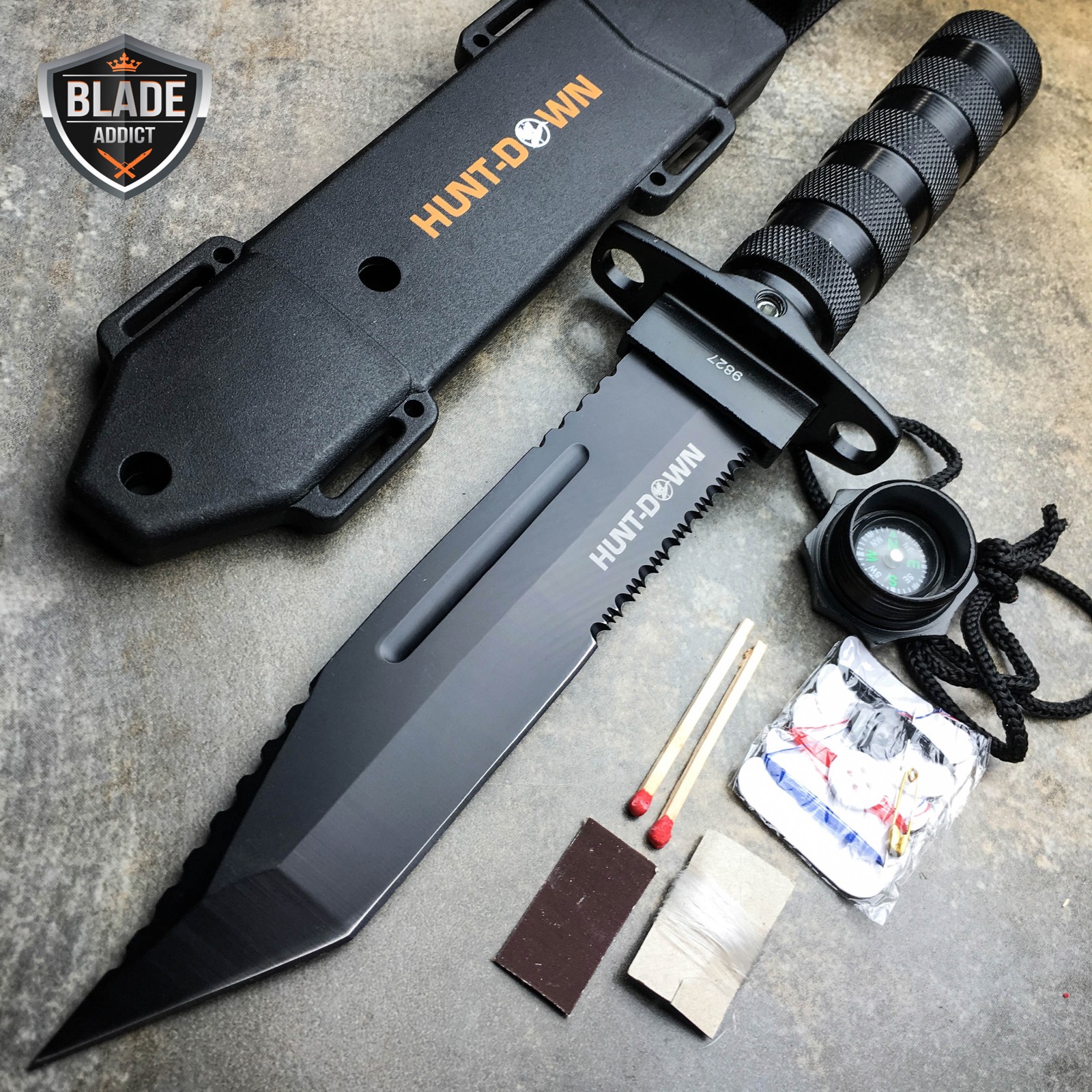 12" Tactical TANTO Hunting Rambo Fixed Blade Knife Machete Bowie ...