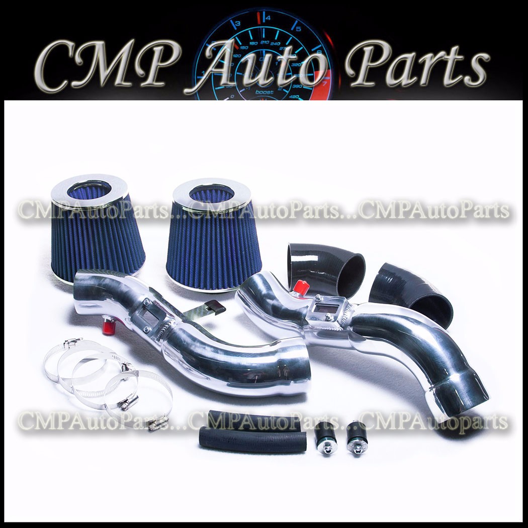 BLACK BLUE DUAL AIR INTAKE KIT FIT 2007 2008 NISSAN 350Z 3.5 3.5L V6 ...