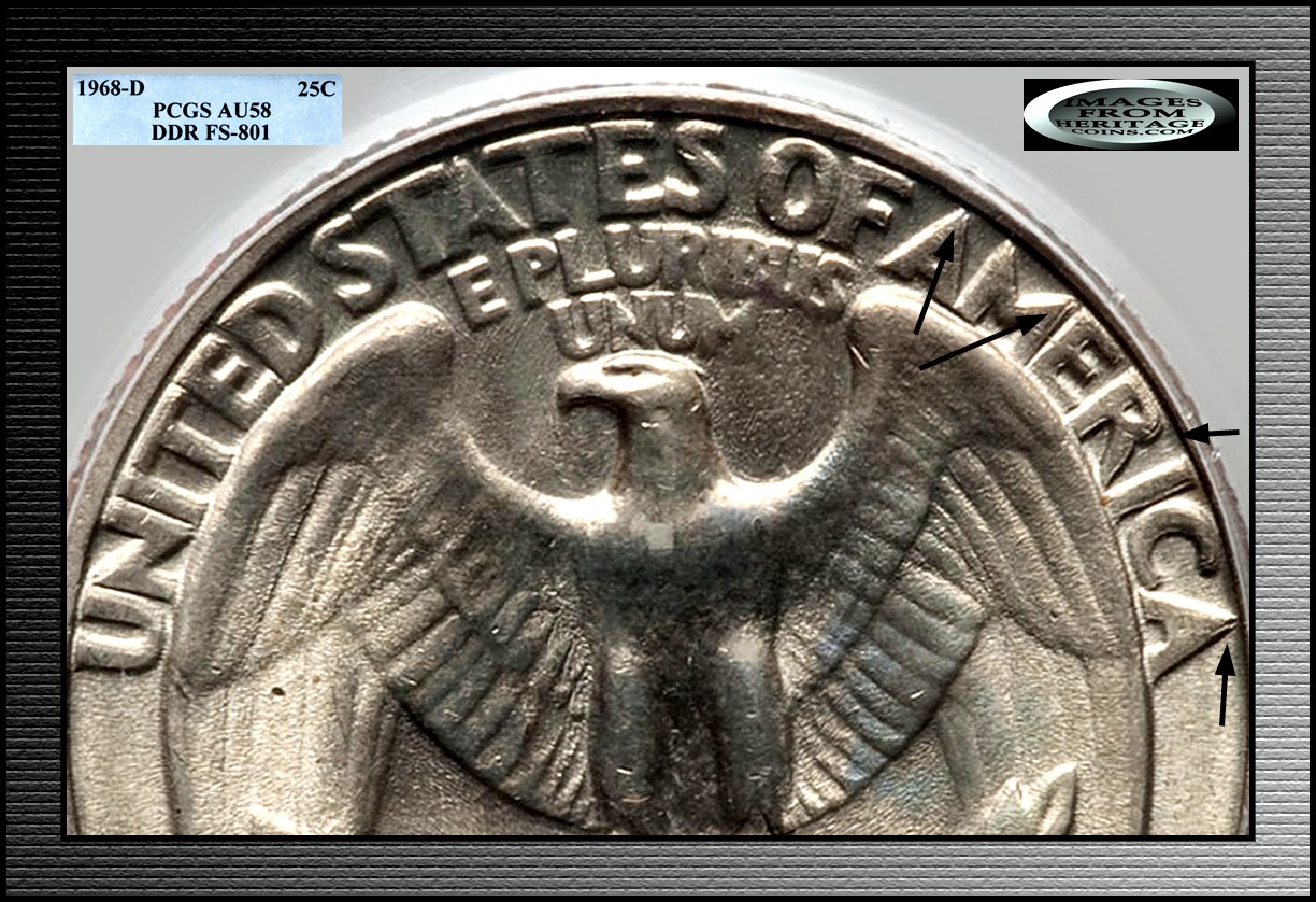 1968 D Washington Quarter- Doubled Die Reverse / DDR -001 Fs25-68-D-801 ...