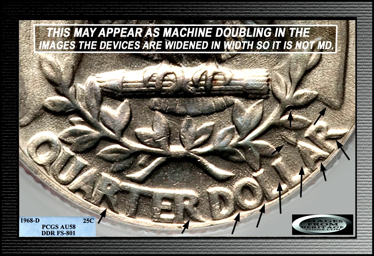 1968 D Washington Quarter- Doubled Die Reverse / DDR -001 Fs25-68-D-801 ...