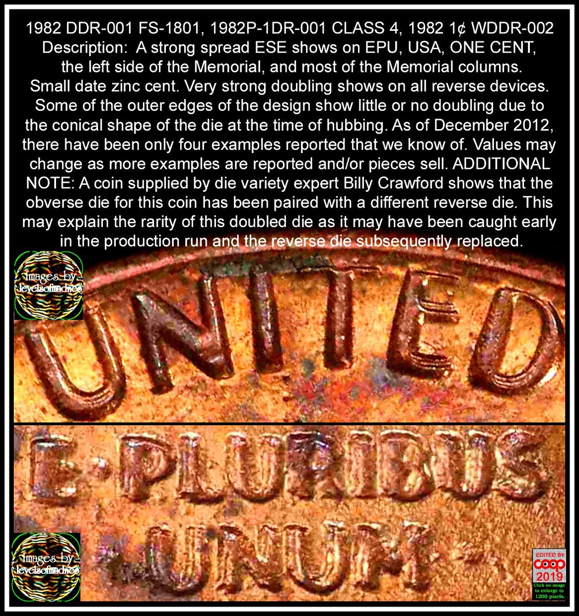 1982 (Sd) Zinc FS-1801 1c Doubled Die Reverse / DDR Top Pop Grade ...