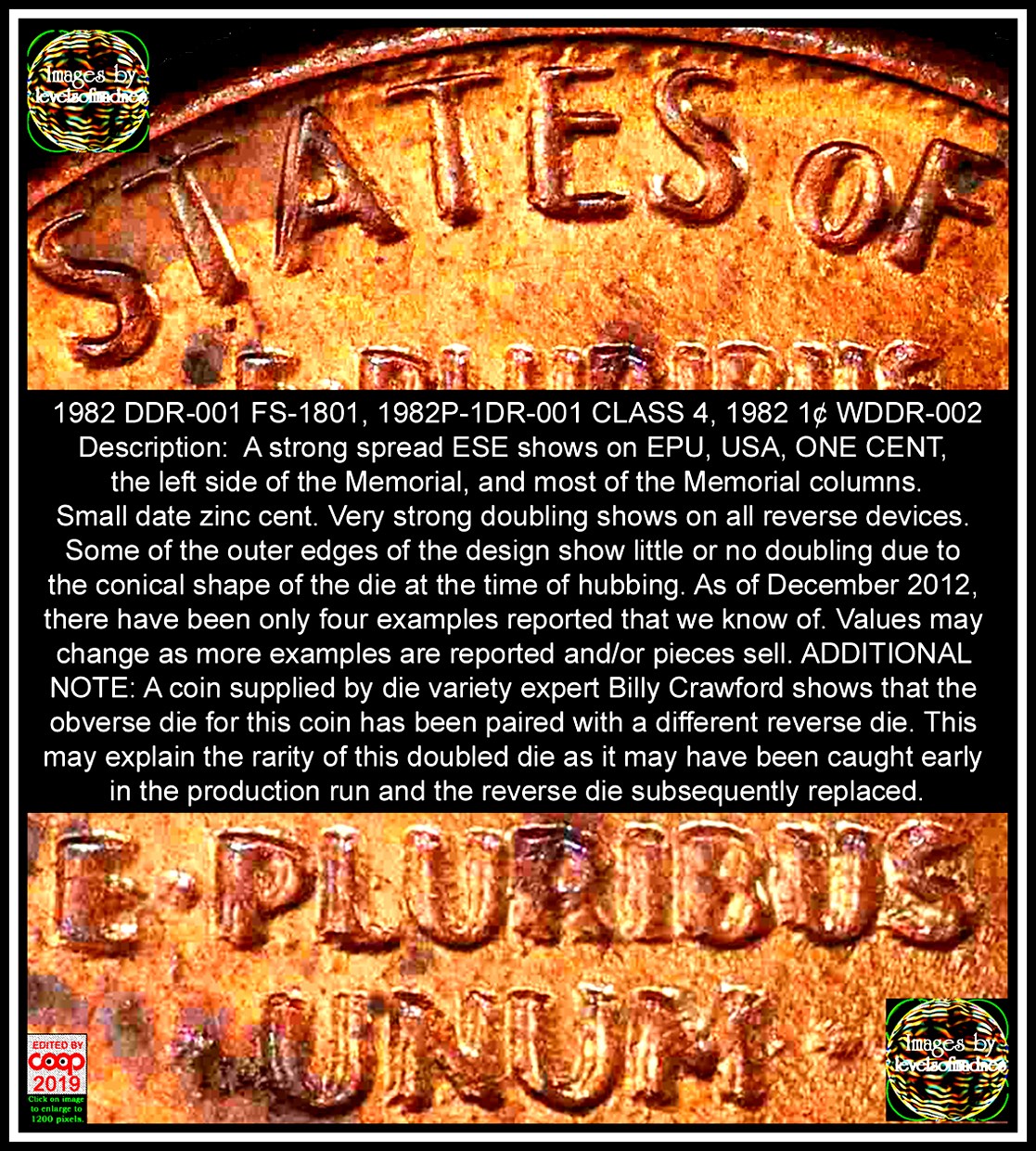 1982 (Sd) Zinc FS-1801 1c Doubled Die Reverse / DDR Top Pop Grade ...