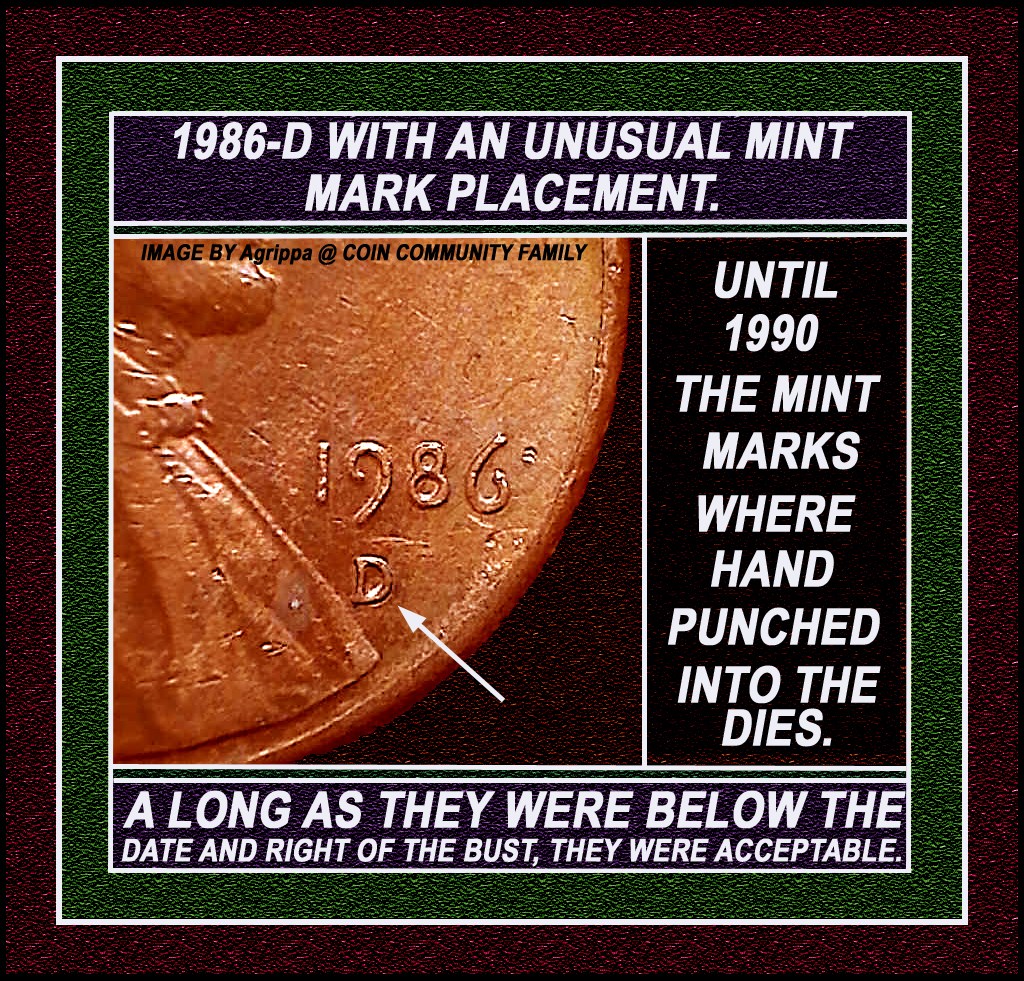 1988 D Cent D Mint Mark. Two Types. One In Odd Position. And Wide AM ...