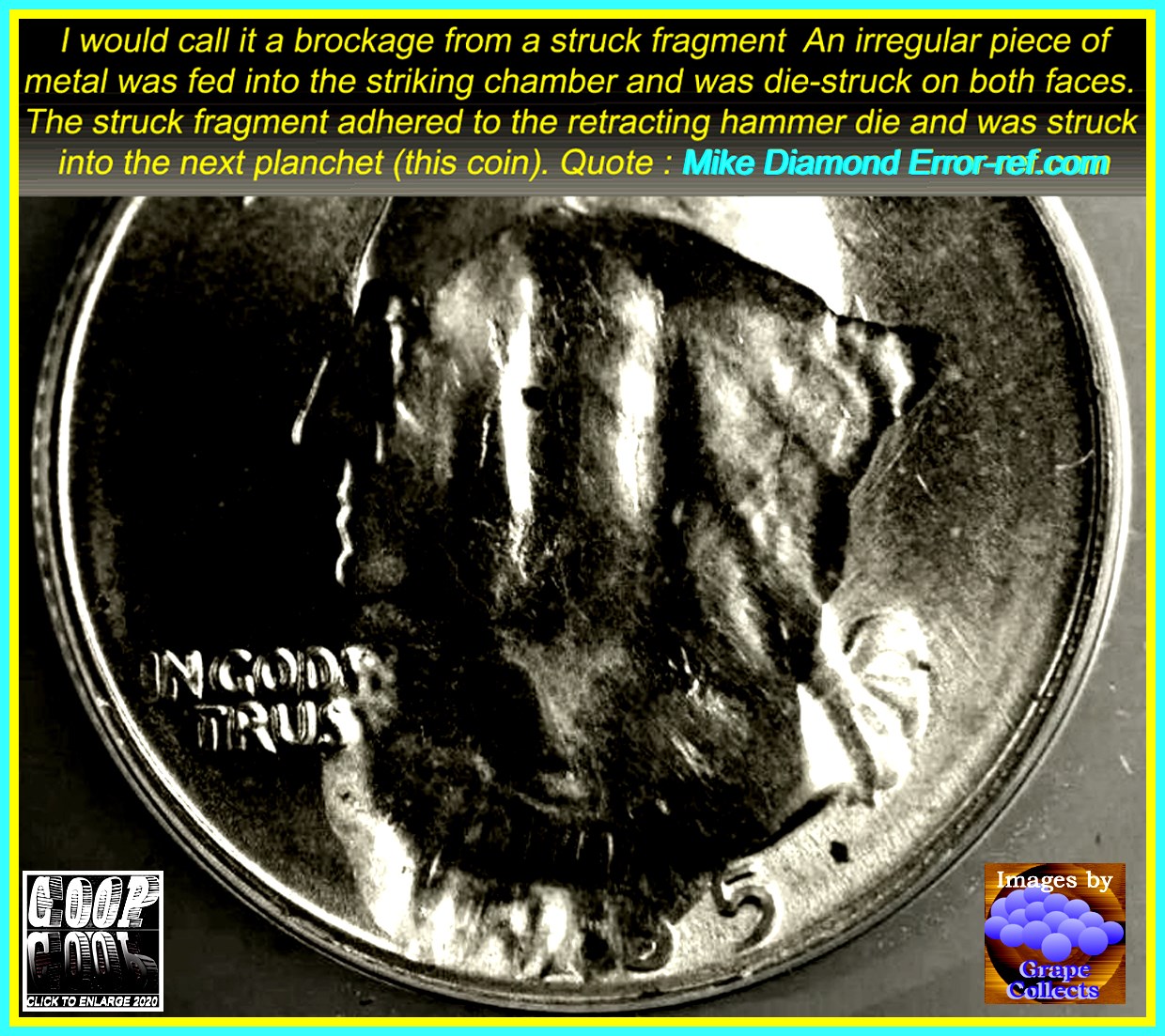 1965 Washington Quarter Struck Thru Detached Clad Layer Fragment - Coin ...