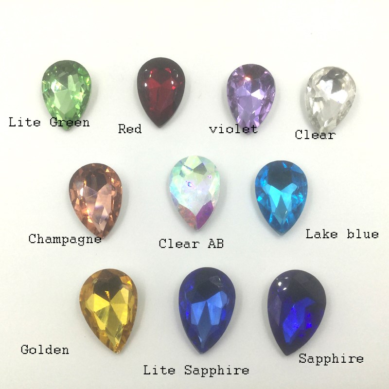 12 Rhinestone 30x20mm pointback Crystal Teardrop Fancy Big Stone Lot ...