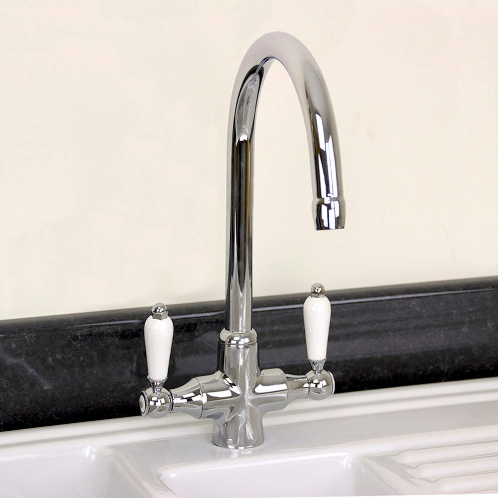 Traditional Swivel Spout Victorian Elizabeth Kitchen Mixer Tap Chrome ...