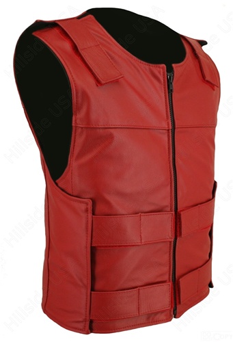 MADE IN USA RED BULLET PROOF STYLE SWAT TEAM MOTORCYCLE BIKER VEST ZIP ...