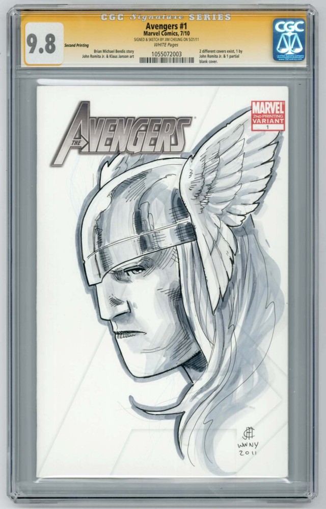 Jim Cheung SS CGC 9.8 Thor Sketch - Copper / Modern Age Only - CGC ...
