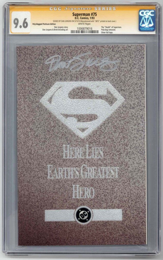Superman #75 (Death of Superman) SS Books Signed by Dan Jurgens ...