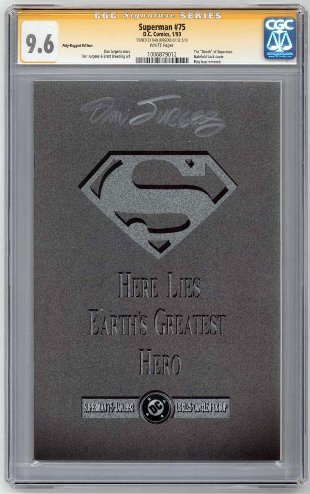 Superman #75 (Death of Superman) SS Books Signed by Dan Jurgens ...