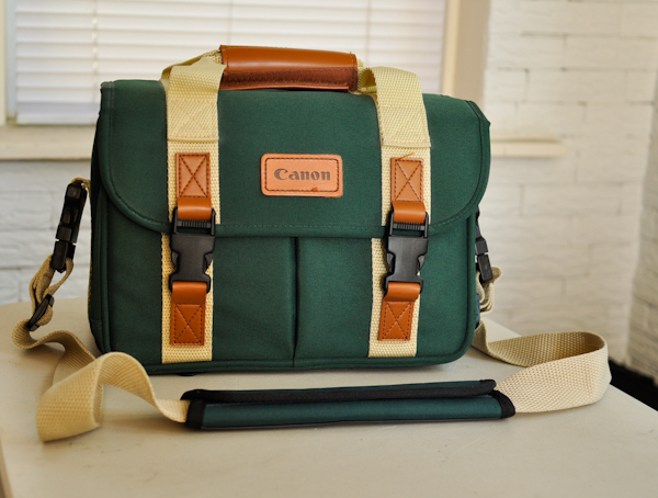 Authentic CANON CAMERA BAG ~ ViNTAGE GREEN/TAN Retro 80s/90s shoulder ...