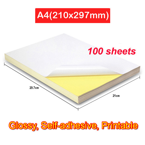 100 sheets A4 Blank White Glossy Self Adhesive Sticker Paper Printable ...
