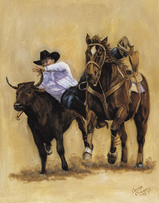 2 Cowboy Calf Roping Posters Vintage Western Art Print | eBay