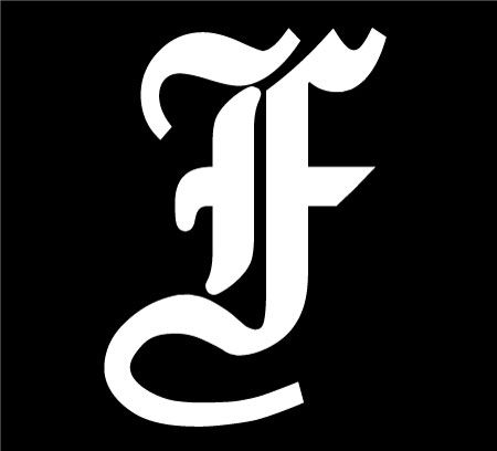 F initial old english lettering initials vinyl sticker | eBay