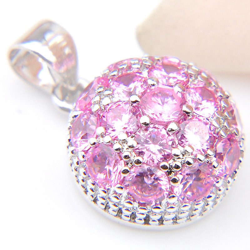 Gorgeous Multi Natural Shiny Round Pink Topaz Gemstone Silver Necklace ...