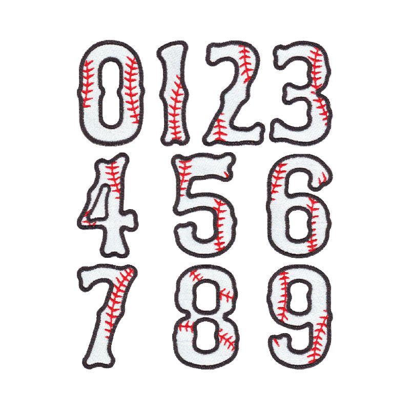 3" BASEBALL EMBROIDERED SEW ON NUMBER PATCH