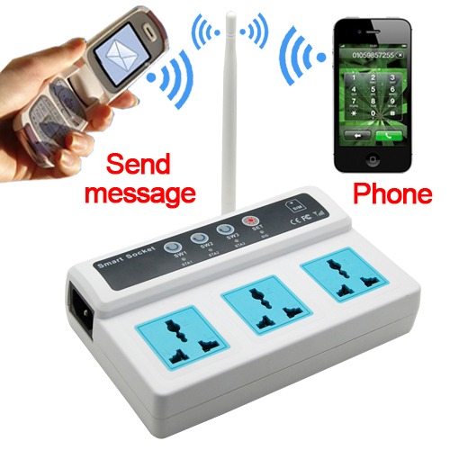 AC 110V-220V 3 Sockets Power Outlet Cell Phone GSM Remote Control Smart ...