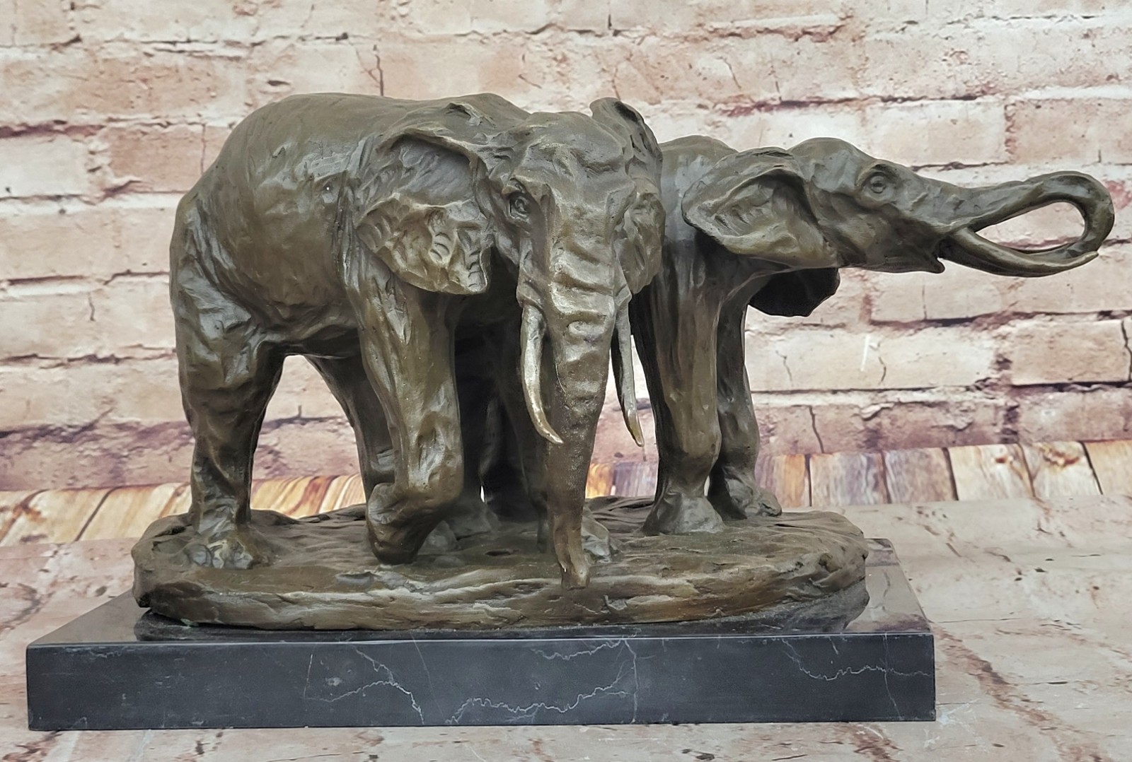 Hand Made Milo African Elephants Bronze Sculpture Wildlife Home ...