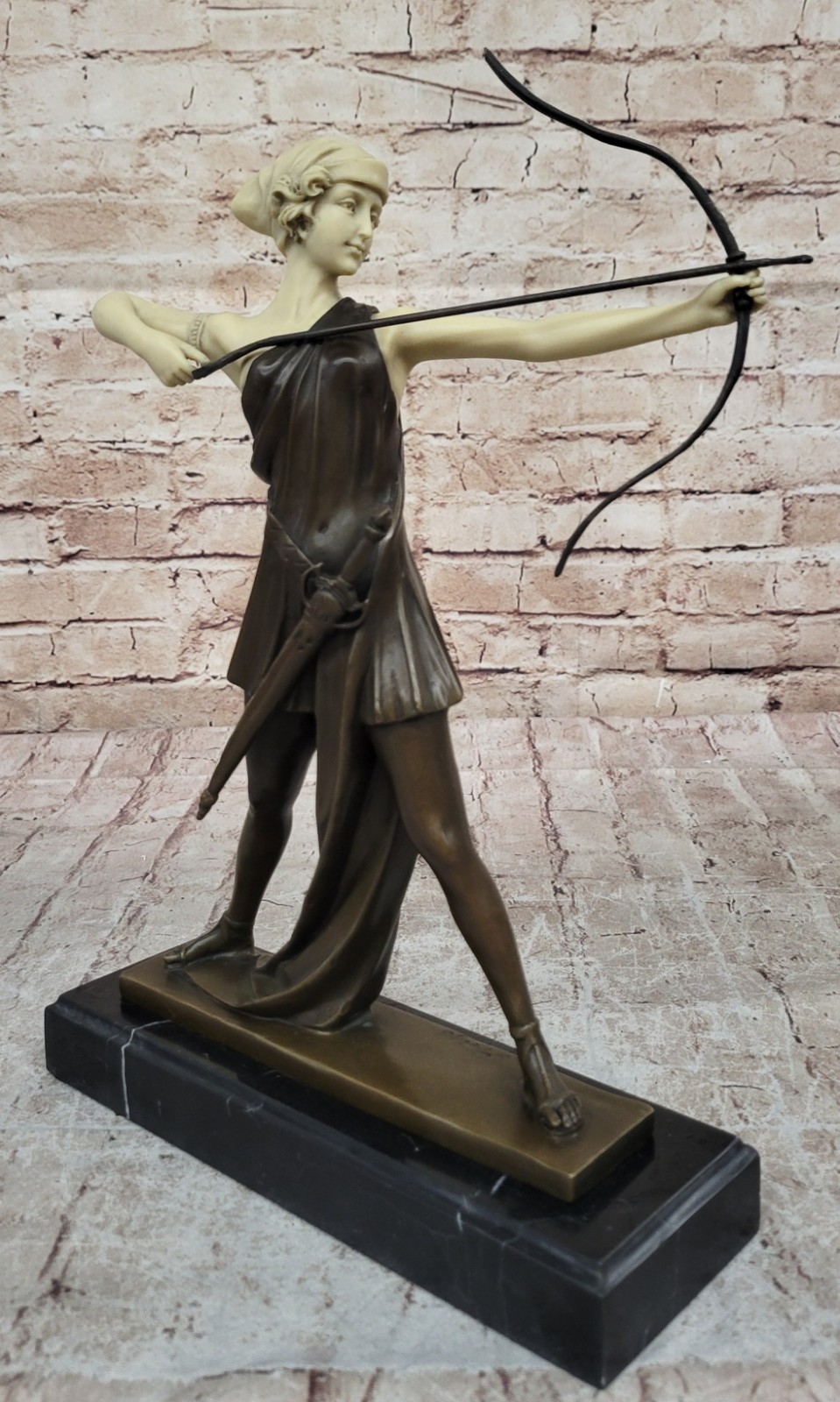 SIGNÉE FONTE BRONZE Diana The Chasseresse Art Déco Chair Sculpture ...