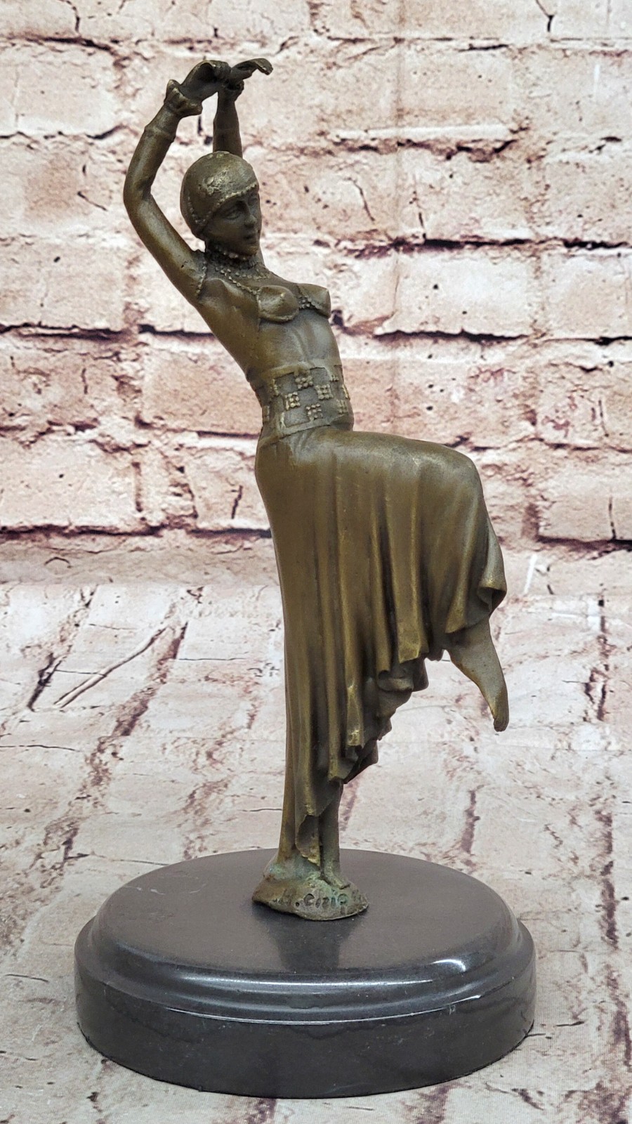 100% REAL BRONZE FOOTSTEPS SIGNED D.H.Chiparus STATUE FIGURE HOT CAST ...